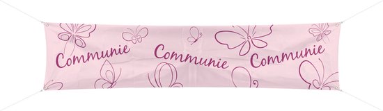 Folat - Banner Communie Roze - communie versiering - communie | bol