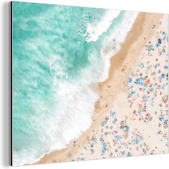 Wanddecoratie Metaal - Aluminium Schilderij Industrieel - Zee - Strand - Parasols -... | bol