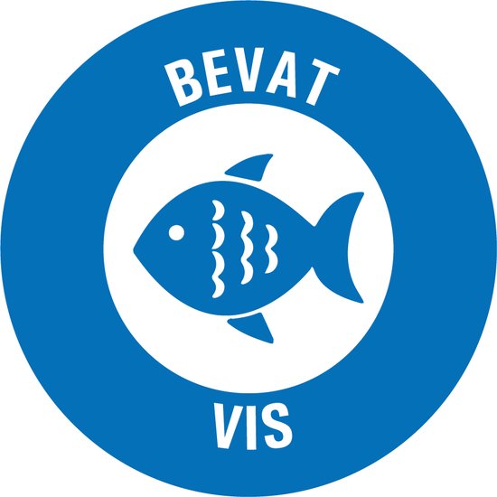 Bevat vis allergenen sticker op rol 20 mm - 1150 per rol | bol