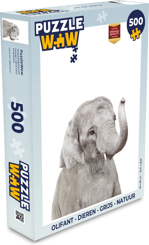 Puzzel Olifant - Dieren - Grijs - Natuur - Legpuzzel - Puzzel 500 ...