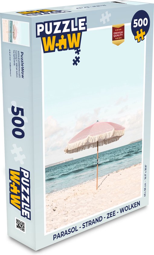 Puzzel Parasol - Strand - Zee - Wolken - Legpuzzel - Puzzel 500 stukjes ...
