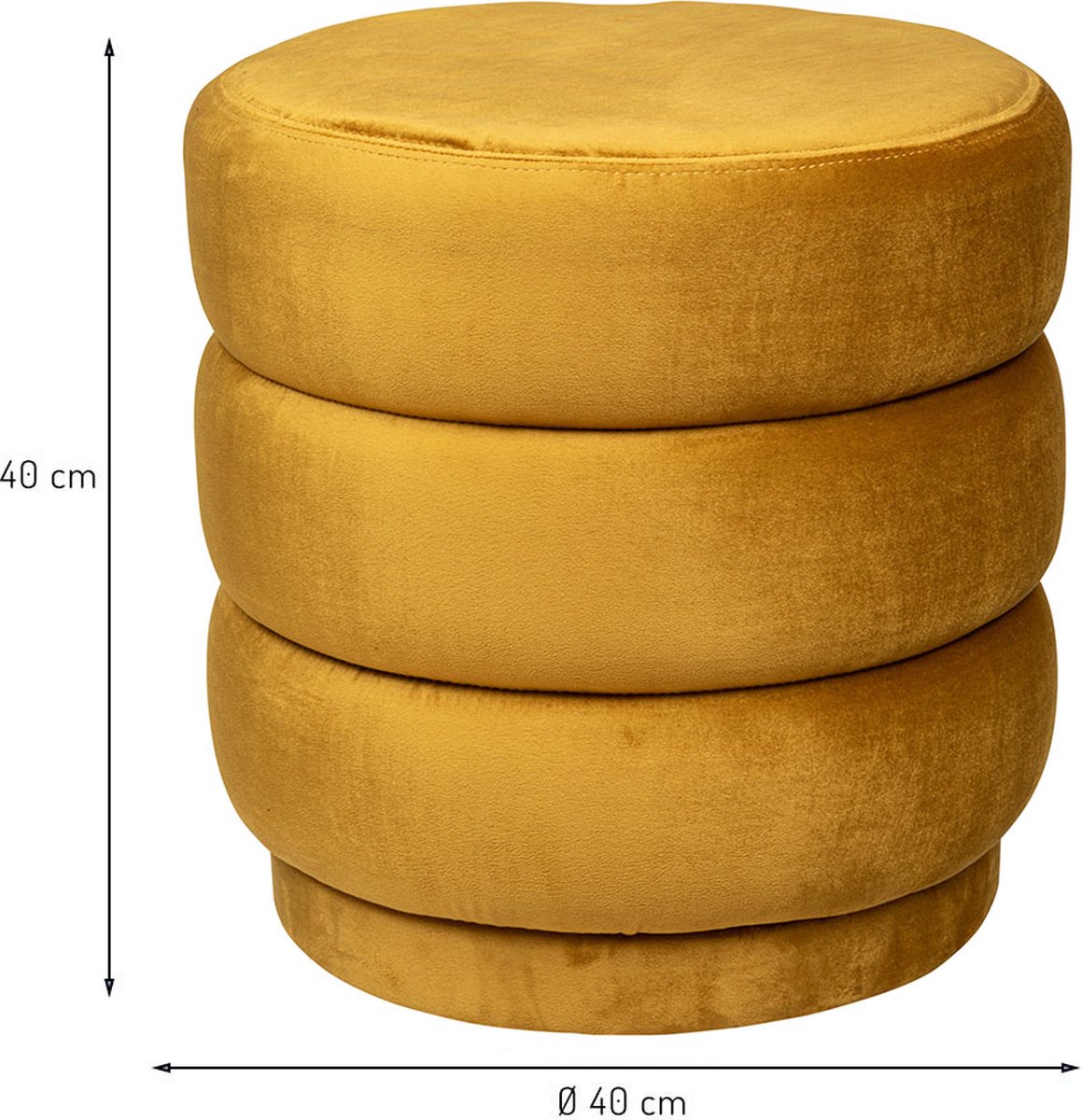 Velvet Poef Ø 40 cm Mathis Okergeel | bol