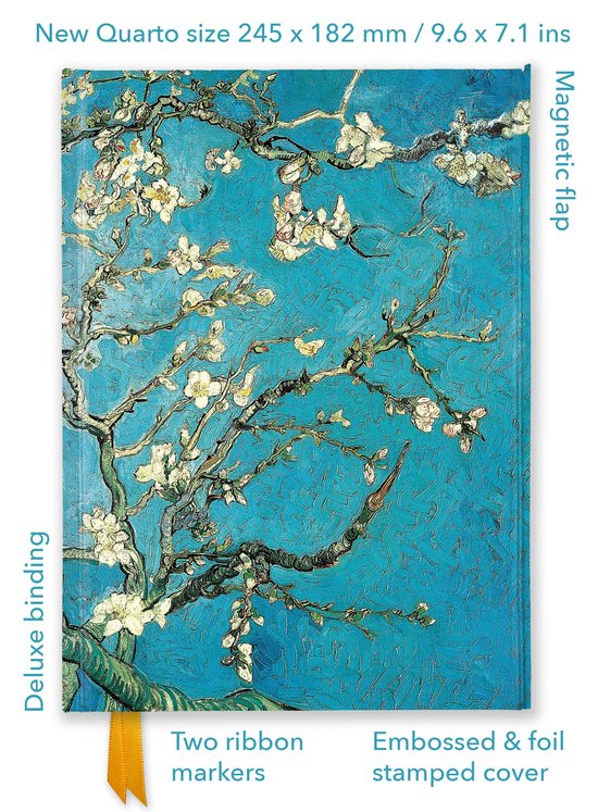 Flame Tree Quarto Notebook- Vincent van Gogh: Almond Blossom (Foiled ...