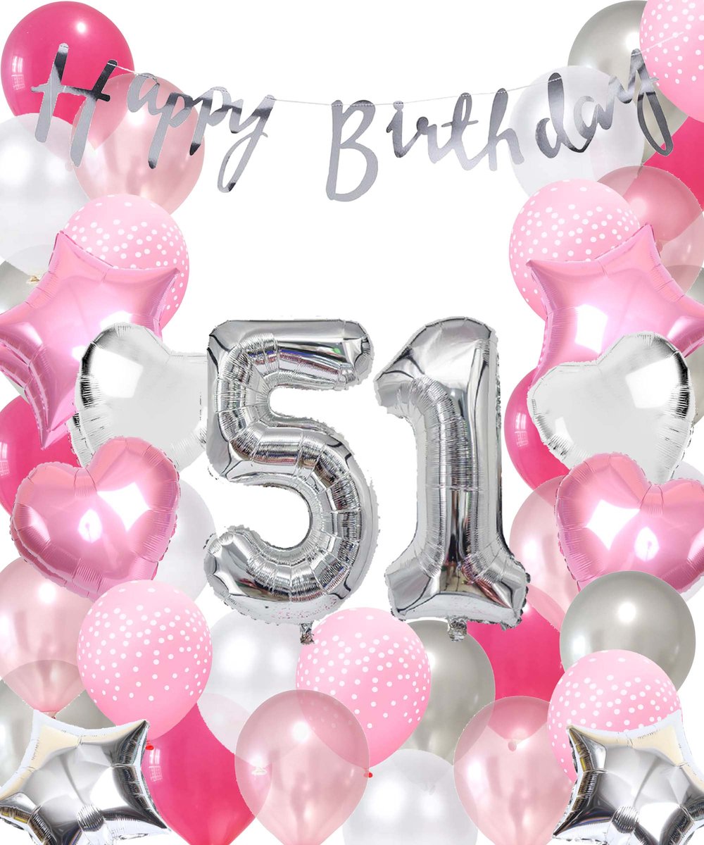 Snoes Ballonnen 51 Jaar Pink Blush Silver Mega Ballon - Compleet ...
