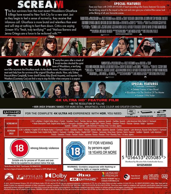 Scream 5 + 6 - 4K UHD - Import met NL OT, Courteney Cox | Dvd's | bol
