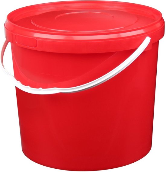 Emmer met deksel - 10 liter - rond - rood | bol.com