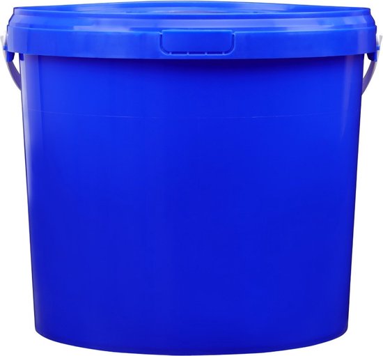 Emmer met deksel - 10 liter - rond - blauw | bol.com