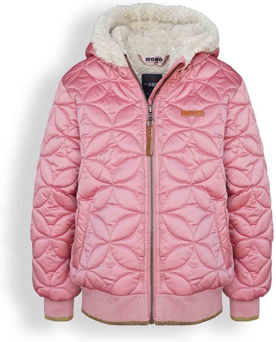 Meisjes winterjas bomber met capuchon AOP - Bestie - Lychee | bol.com