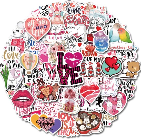 50 stuk valentijnsdag love Cartoon stickers voor kinderen en ...