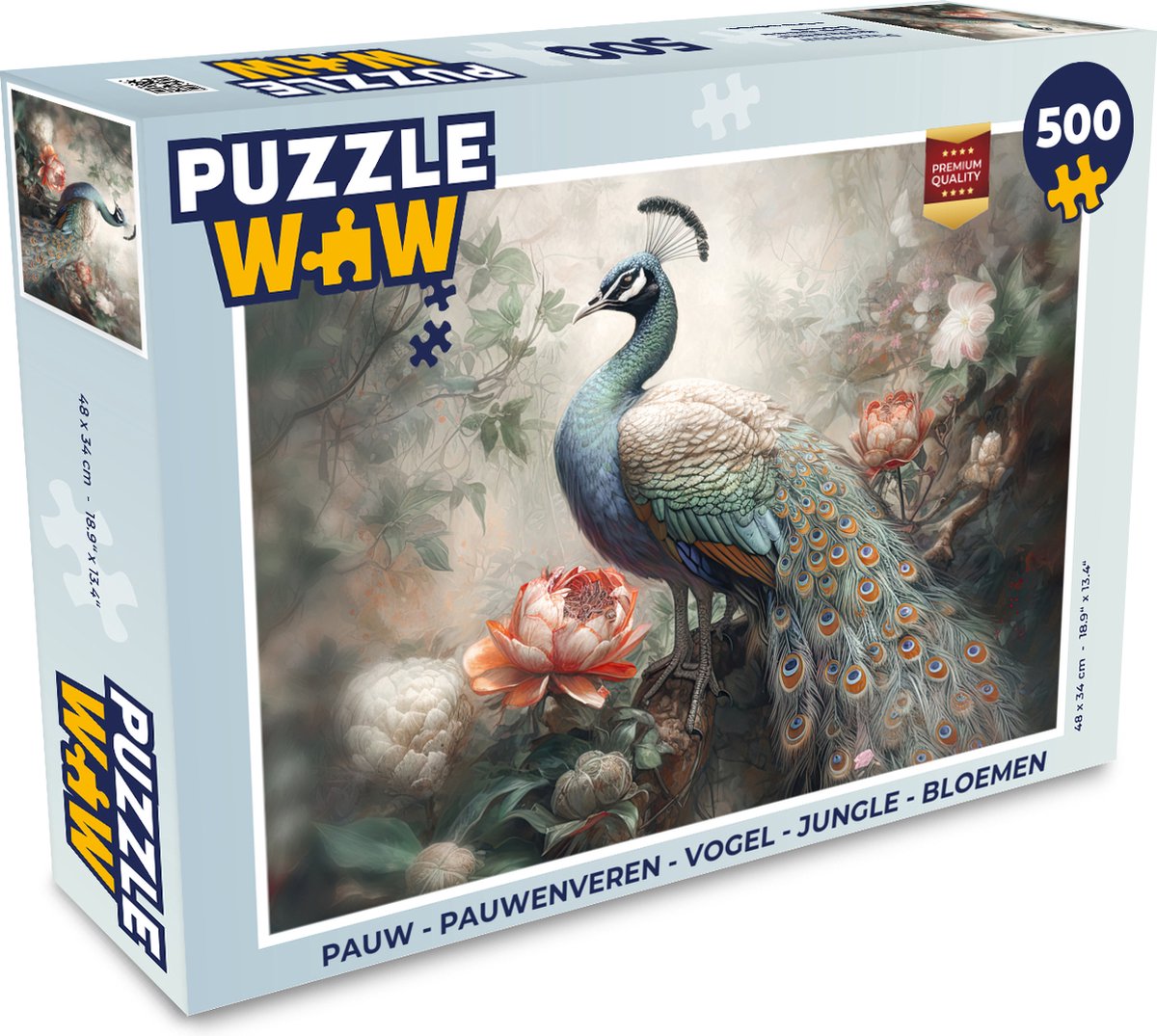 Puzzel Pauw - Pauwenveren - Vogel - Jungle - Bloemen - Legpuzzel ...
