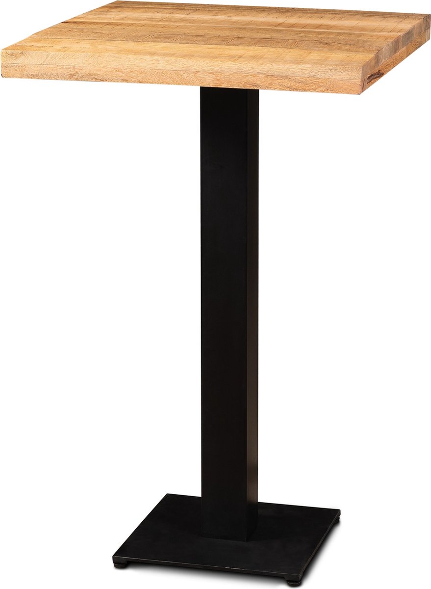Palermo statafel met mango houten tafelblad naturel afgewerkt met vierkant blad van 70... | bol.com