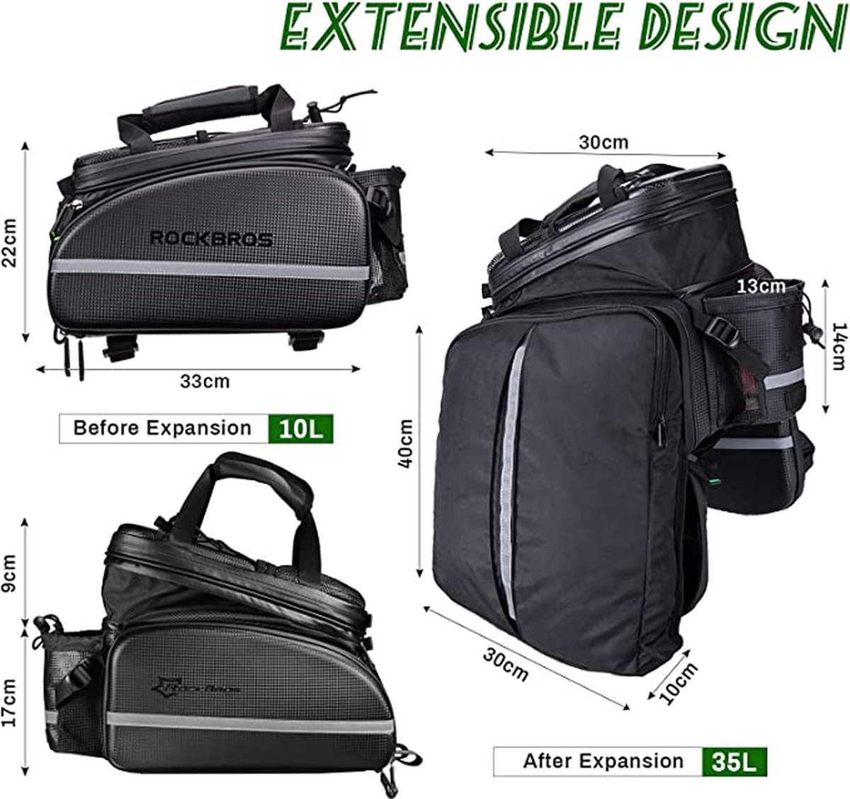 Rockbros Fietstas Bagagedrager Achter - 10-35L - Cameratas - Praktische ...