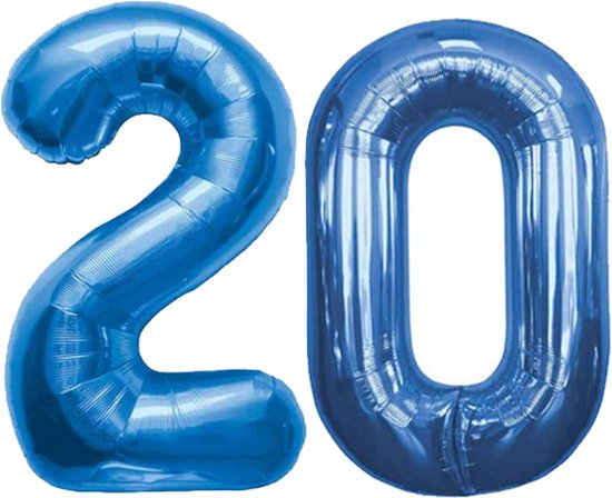 Folieballon Cijfer 20 Blauw 86 cm | bol.com