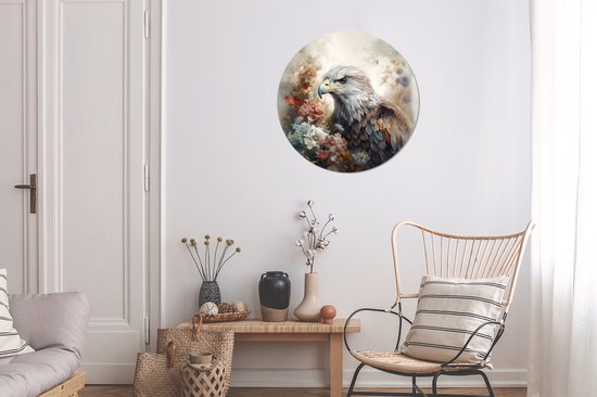 WallCircle - Muurstickers - Behangcirkel - Arend - Adelaar - Vogel - Bloemen - Natuur... | bol.com