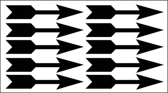 Pijl sticker lang, zwart 75 x 15 mm - 10 per vel | bol.com