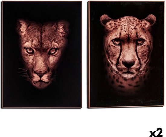 Schilderij Luipaard spaanderplaat 61,5 x 3 x 81,5 cm (2 Stuks) | bol.com