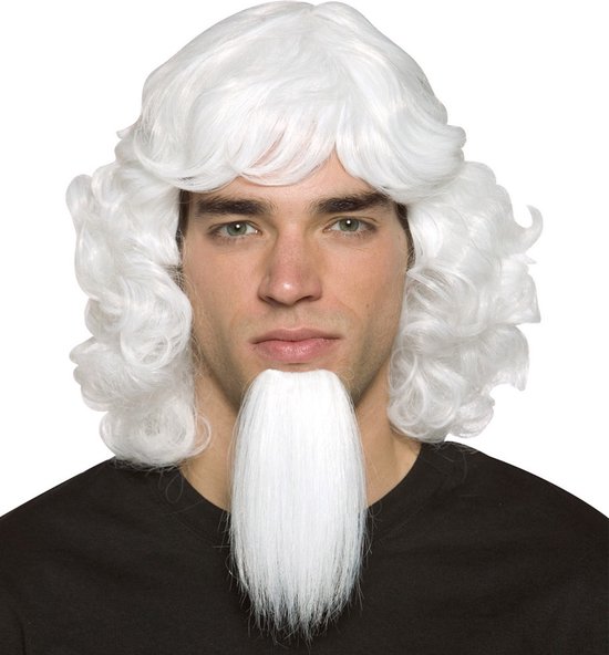 Widmann - Witte Pruik, Uncle Sam Met Wenkbrauwen En Sik - Wit / Beige ...