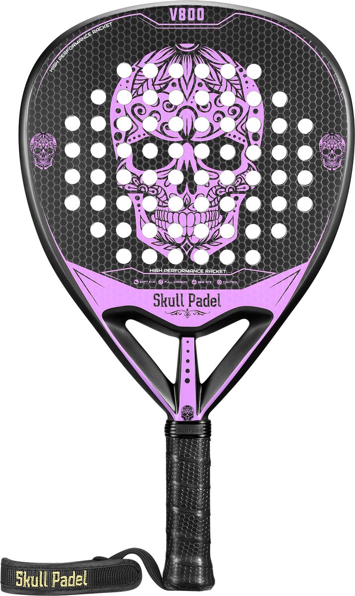 Skull Padel V800 Roze - Padel Racket - Roze Zwart - Hybrid - Carbon ...