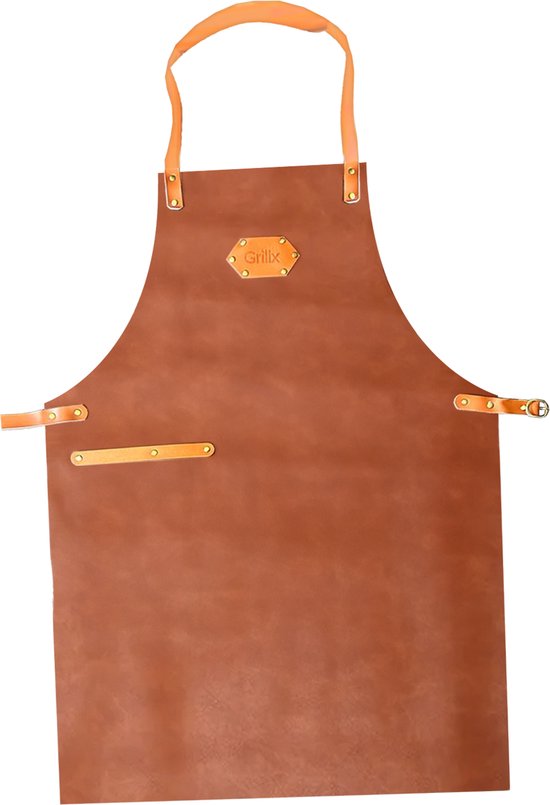 GrillX Leren BBQ Schort - Verstelbaar - Luxe Barbecue Schort Mannen ...