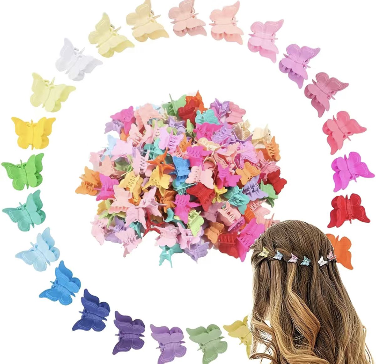 Vlinder haarclip 100 stuks | Butterfly Hairclip | Ponytail | Mix ...