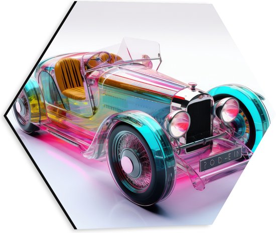 Dibond Hexagon - Auto met Verschillende Kleuren Binnenin - 30x26.1 cm ...