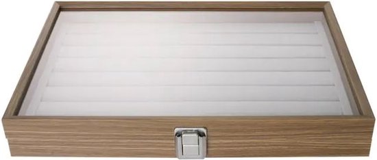 Luxe ringen display hout + flanel 36 x 35 x 5 cm | bol