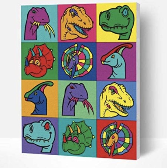 LANNOO CREATIVE SETS - Dinosaur Pop Art Paint By Numbers | bol