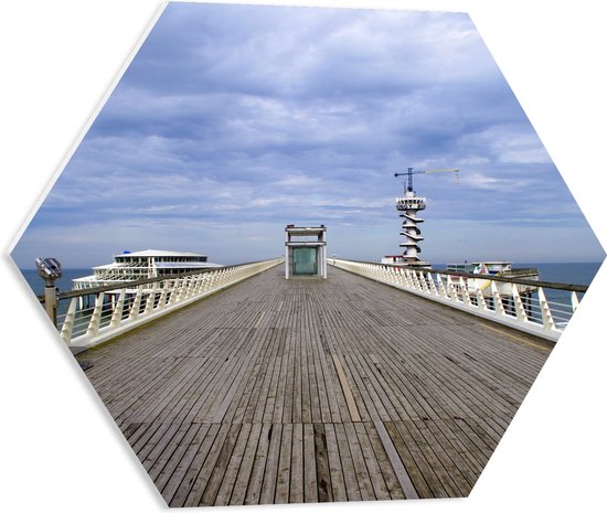 PVC Schuimplaat Hexagon - Scheveningen - Pier - Strand - Hout - Zee ...