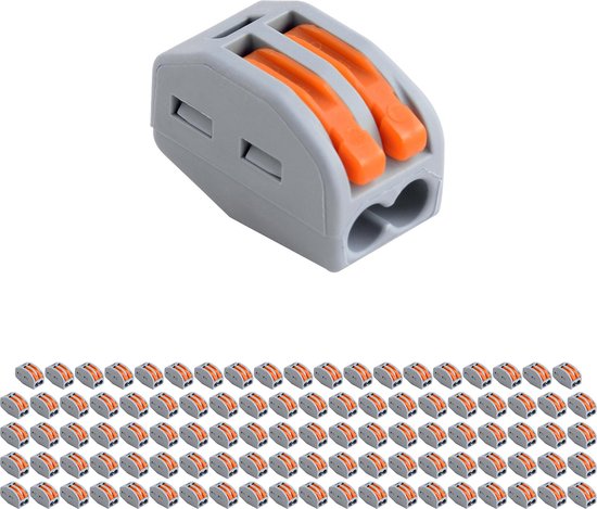Lasklem - Verbindingsklem - 100 Stuks - 2 Polig met Klemmetjes - Grijs ...