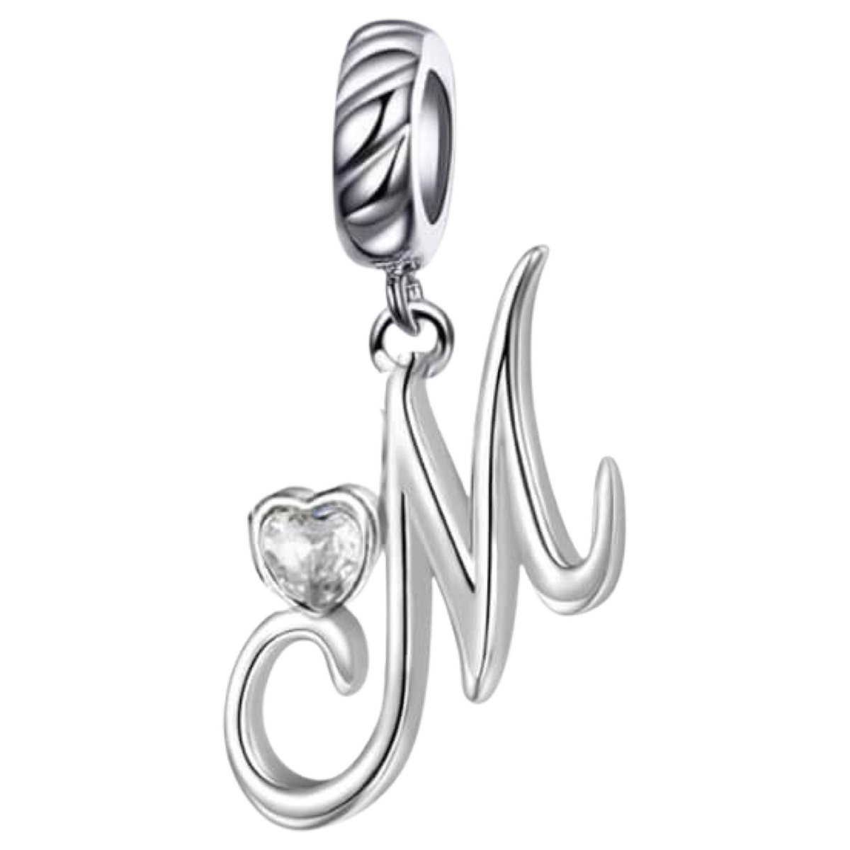 Sierletter M bedel | Charm letter M Alfabetbedel | Met grote hart ...