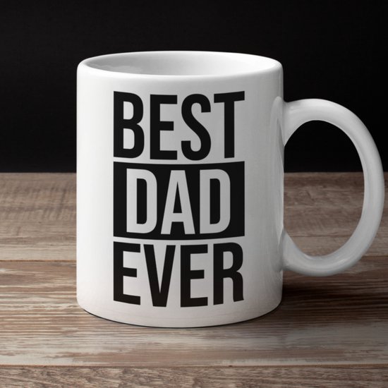 Vaderdag Cadeau Voor Man - Beker / Mok met tekst Best Dad Ever Blok - Geschenk Mannen,... | bol