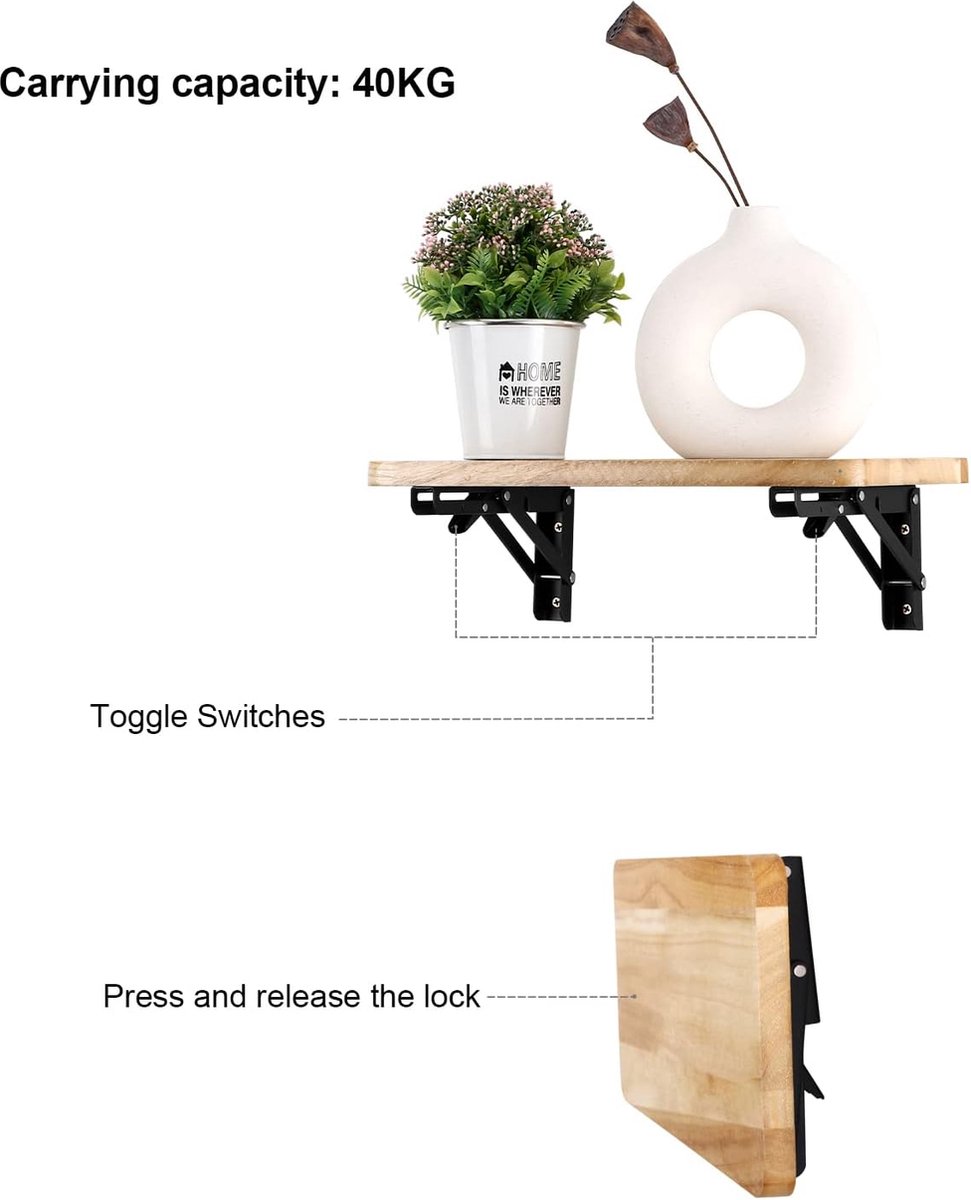 Vouwconsole 200 mm, 2 stuks klapconsole zware last, tafel klapkast ...