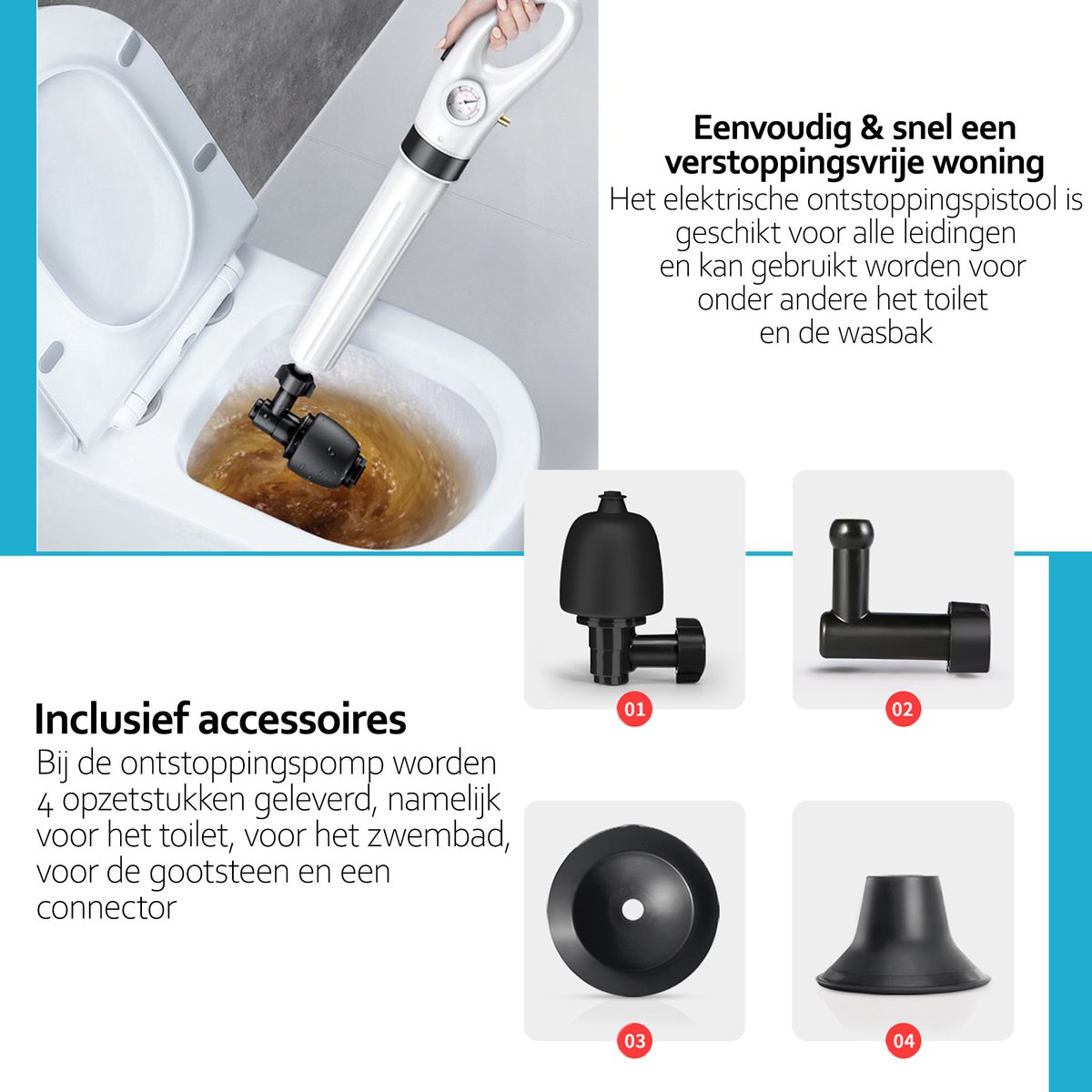 Deluqse Ontstoppingspomp - Elektrisch - Hoge Druk - Luchtdruk ...