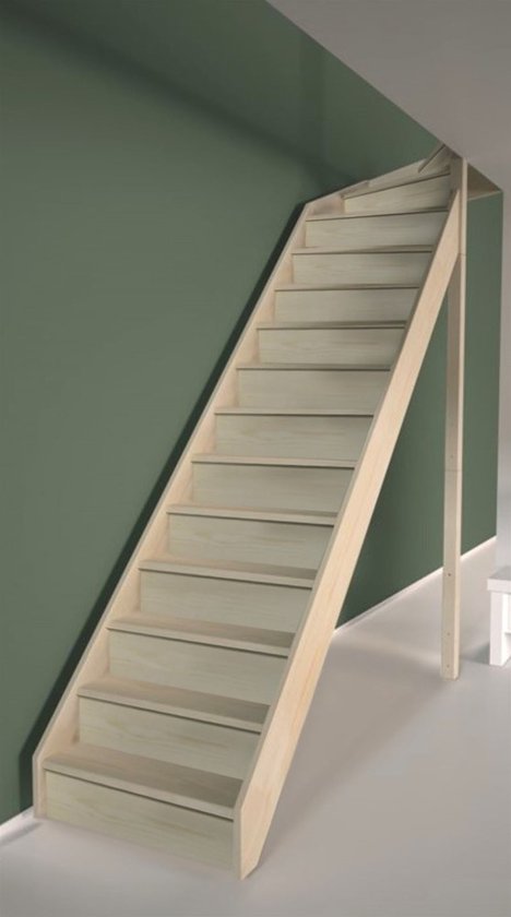 Houten kwartslag trap OLEA - Kwartslag trap van grenenhout - kwartslag ...