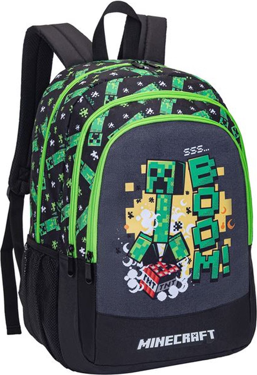 Minecraft - Rugzak - 3 vakken - Laptop vak - 44cm hoogte - Grote Rugzak ...