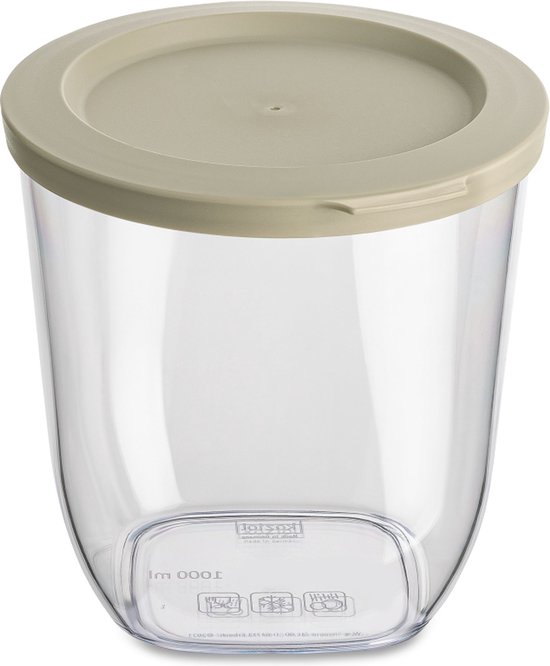 Koziol connect voorraadbus - 1 liter - 100% recyclable - Transparant/beige | bol