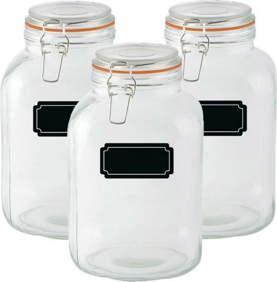 Weckpotten/inmaakpotten - 3x - 3L - glas - met beugelsluiting - incl ...