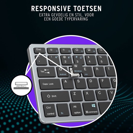 BUDDLE™ Draadloos Bluetooth toetsenbord QWERTY - Verbind 3 Apparaten ...