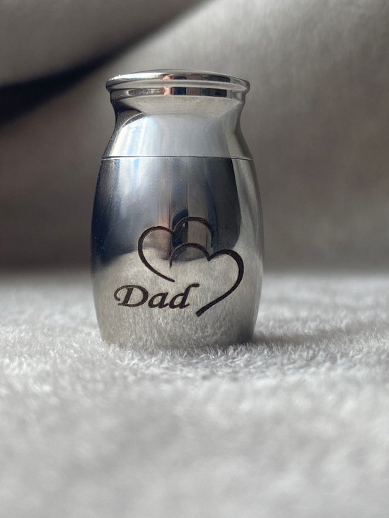 Mini urn - Zilver - Met tekst 'Dad' en Hartje - Papa - Urn voor as ...