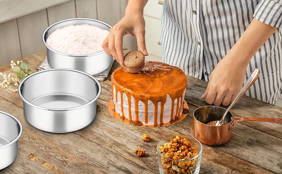 Taartvorm, 3 stuks ronde bakvorm taartvormen set, 16 cm taartbakvorm van roestvrij... | bol.com