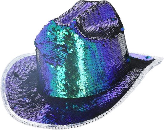 Fever - Deluxe Sequin Cowboy Hat Kostuum Hoed - Blauw/Groen | bol
