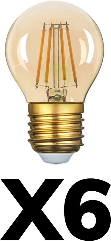 LCB - Set van 6 LED Filament lamp dimbaar - E27 G45 - 4W vervangt 40W - 2200K extra... | bol