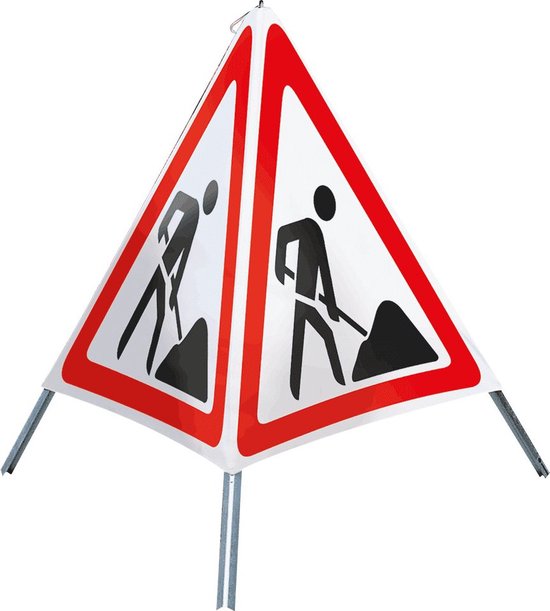 Inklapbare signalering 'Werk in uitvoering', 900 mm SL 900 mm | bol