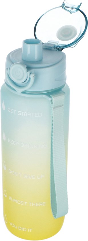 Blauwe en gele ombre plastic fles/waterfles met maatverdeling 750ml | bol