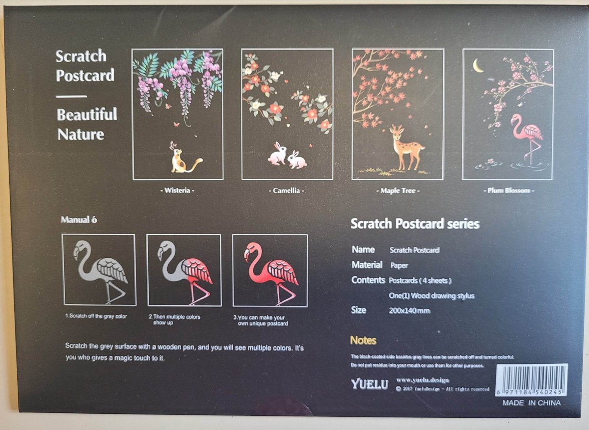 Kraskaarten ( 4 stuks ) scratch postcards - nature | bol.com