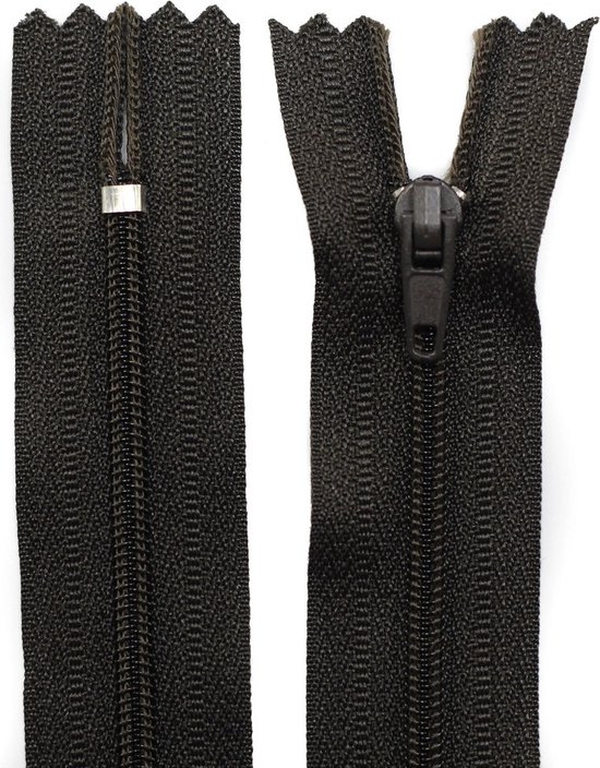 rits zichtbaar - niet deelbaar - zwart - 22 cm - zwart spiraal en lipje - universeel -... | bol