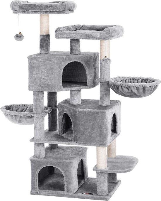 Krabpaal met 3 kattenholen - 164 cm - Kattenhuis - Krabpaal - Krabpaal ...