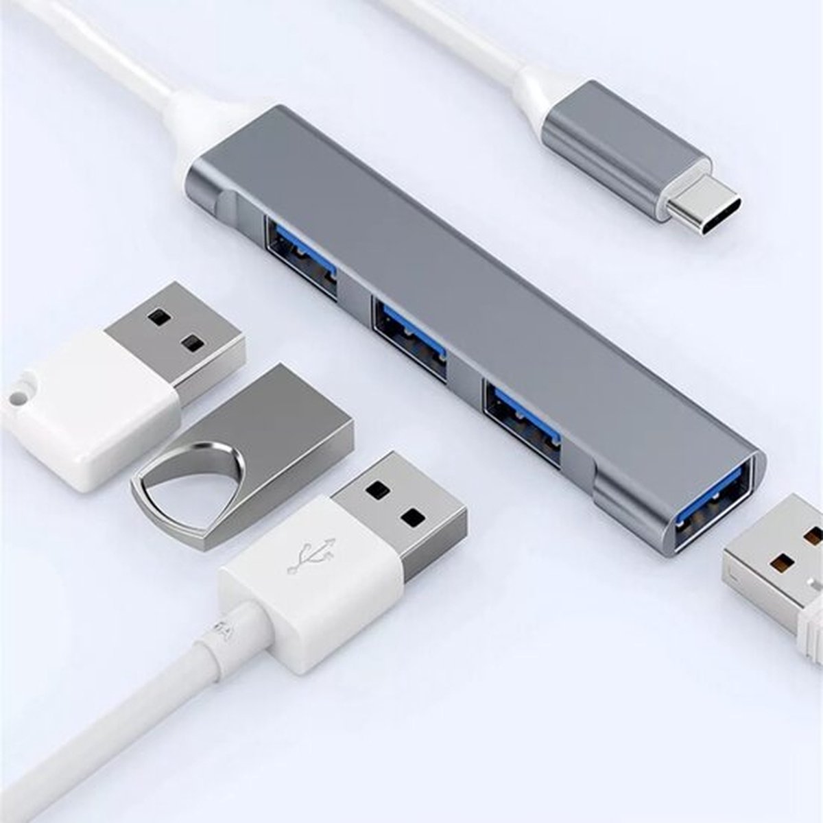 USB 3.0 - USB Splitter - 4 Extra USB Poorten - USB Adapter - USB HUB - Grijs | bol.com