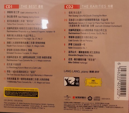 Lang Lang - The Best & Rarities - Dubbel -Cd Album Chinese Import, Lang ...