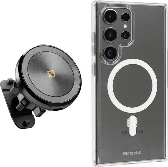 zelfklevende houder met draadloos opladen (magsafe) + Brodit Samsung ...